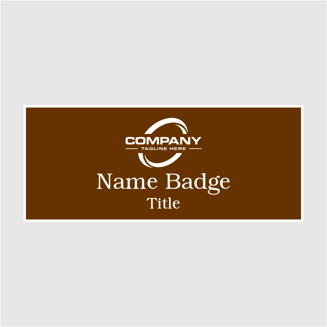 3X1.25 Brown on White Name Tag Double Back | EngraveIt USA