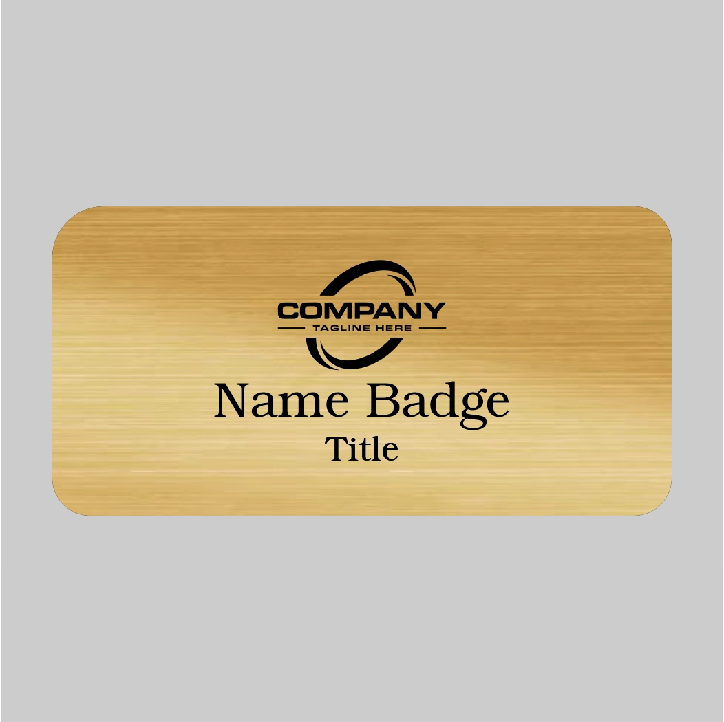 3X1.5 Gold on Black Name Tag Pin Back | EngraveIt USA