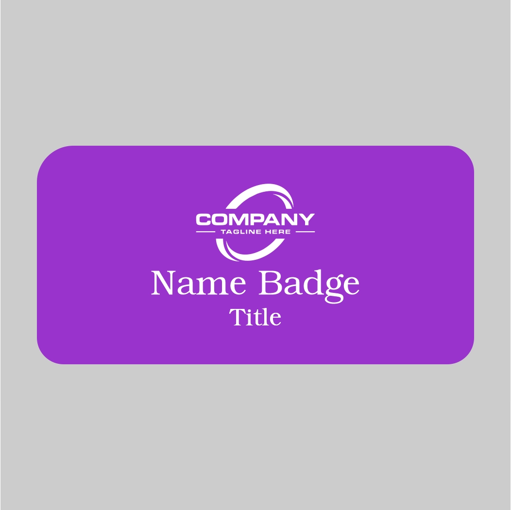 3X1.5 Purple on White Name Tag Double Post Back | EngraveIt USA