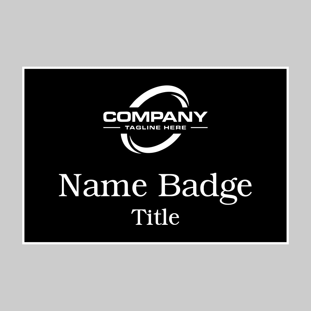 3X2 Black on White Name Tag Double Back with 1 Engraving