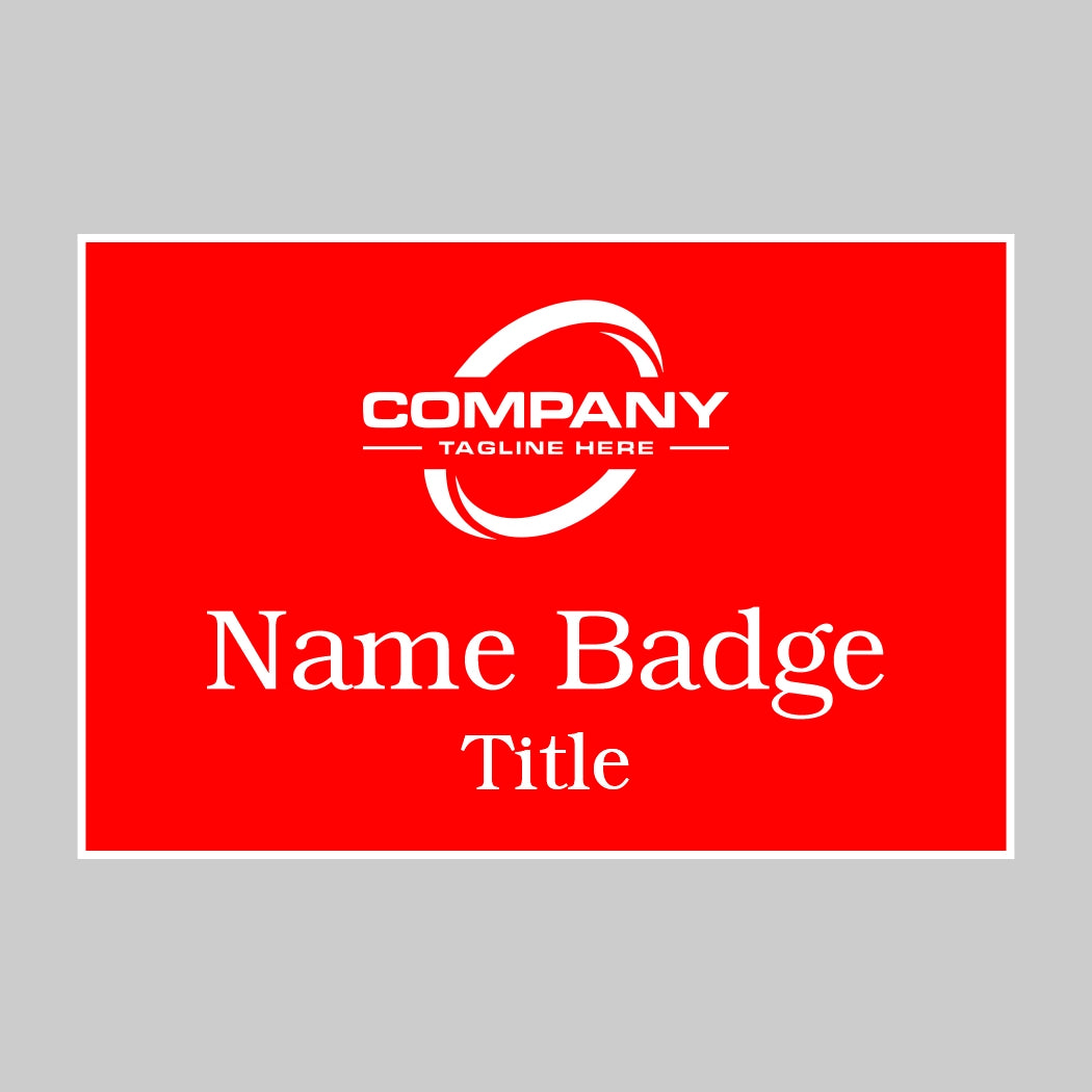 3x2 Red on White Name Tag Double Post Back | EngraveIt USA