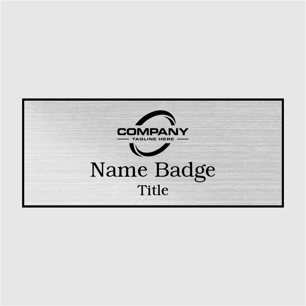 3X1.25 Silver on Black Name Tag Double Back | EngraveIt USA